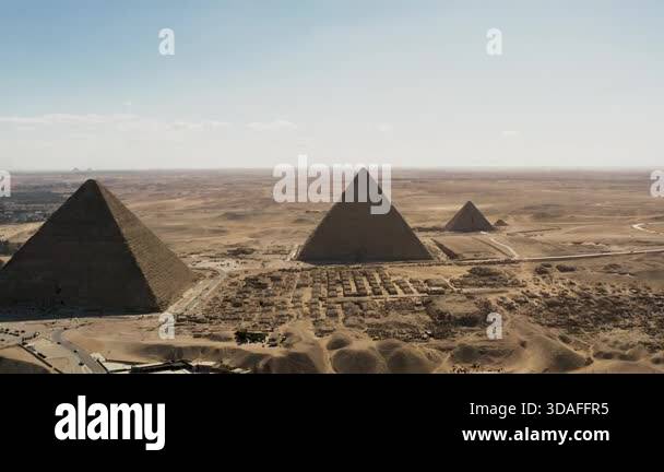 Drone shot of the Giza pyramids captures a stunning aerial view of ...