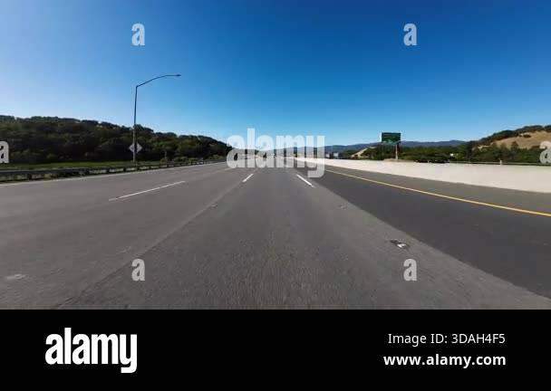 San Francisco Bay Area Novato Freeway 101 North 05 Rear View Driving ...