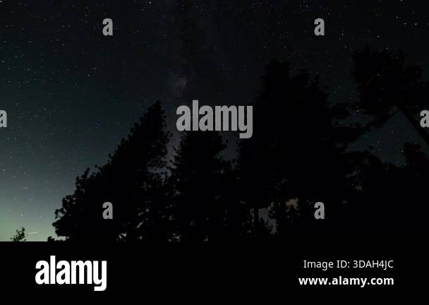 Milky Way Galaxy in South Sky Over Mountain Forest 15mm Tilt Up ...