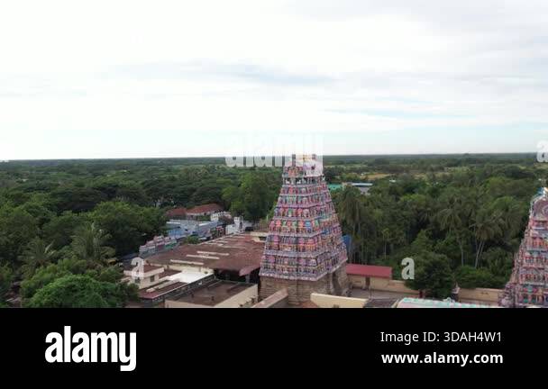 Vaitheeswaran Koil temple and town in Tamil Nadu, India, showing ...
