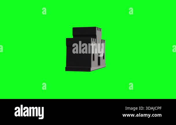 Simple 3d castle model rotating on green screen background, perfect for ...