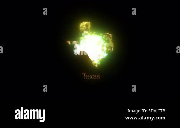 Glowing texas map emerging and highlighting state boundaries against ...