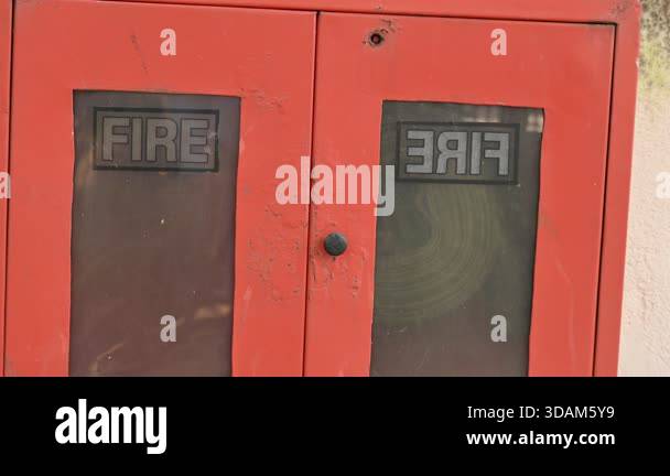 Red Fire Safety Cabinet. rectangular, red cabinet, fire hose or fire ...
