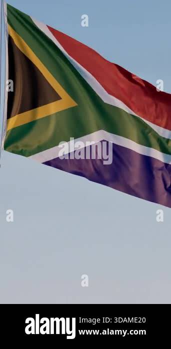 South Africa, Pretoria: Cinematic Vertical Waving National Flag Against ...