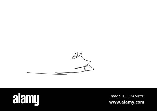 Animated self drawing continuous line draw attractive young man ninja ...