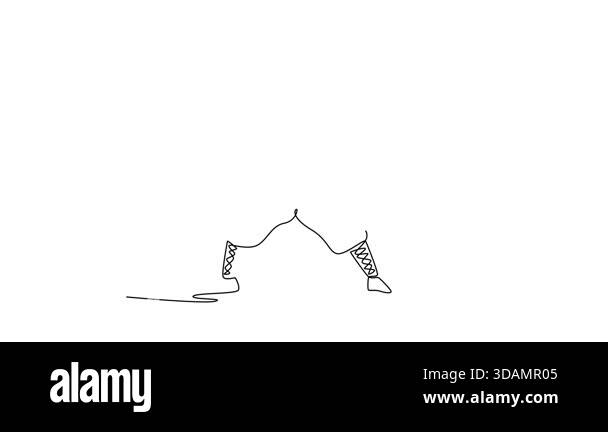 Self drawing animation of single line draw strong man ninja poised in a ...