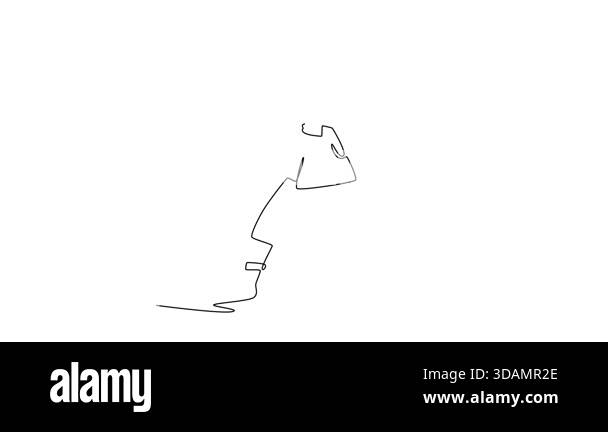Animated self drawing of continuous line draw active man ninja poised ...