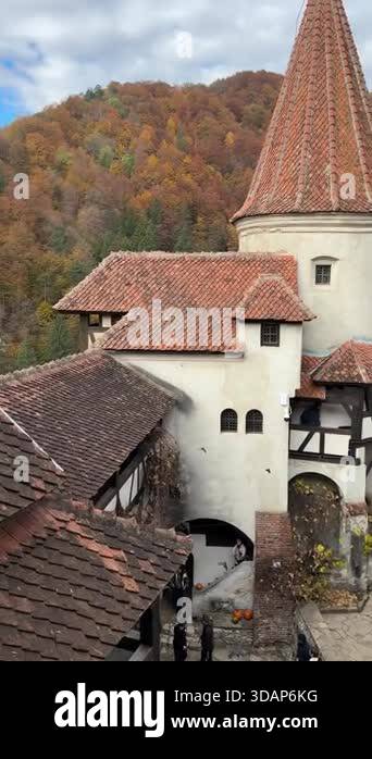 Bran, Brasov, Transylvania, Romania - October 23, 2025: Inner courtyard ...
