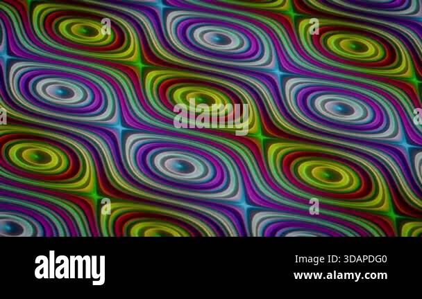 Colorful animation of vibrant psychedelic art patterns with hypnotic ...