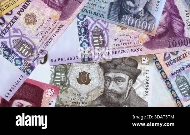 Hungarian forint, cash, currency of Hungary, banknotes for financial ...