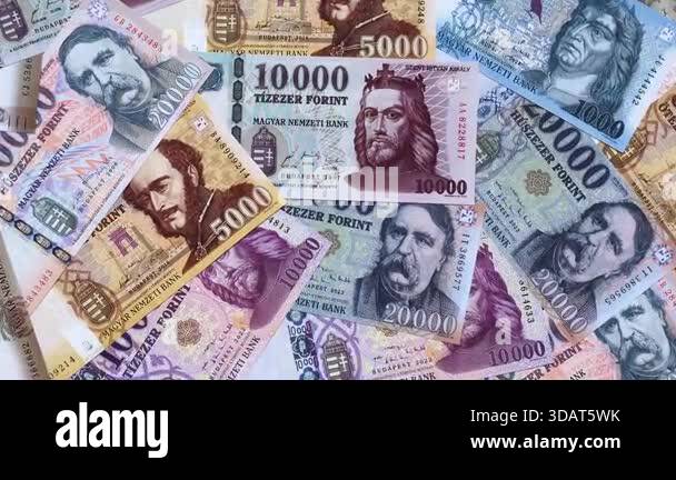 Hungarian forint, cash, currency of Hungary, banknotes for financial ...