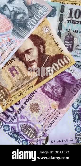 Hungarian forint, cash, currency of Hungary, banknotes for financial ...