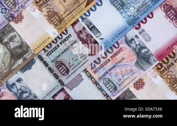 Hungarian forint, cash, currency of Hungary, banknotes for financial ...