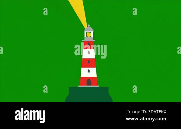 Looping animation of a lighthouse rotating its yellow beam Stock Video ...