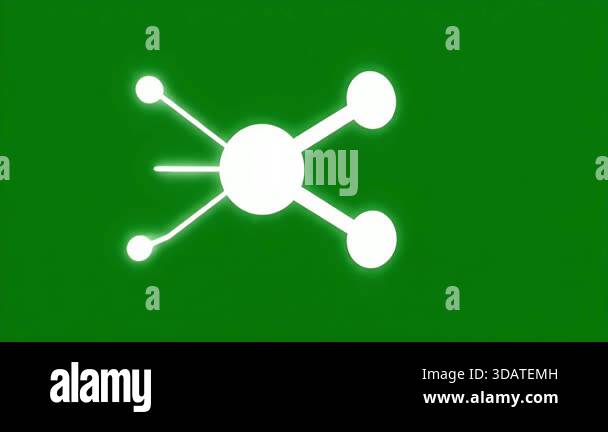 Animated glowing network nodes on green background representing digital ...