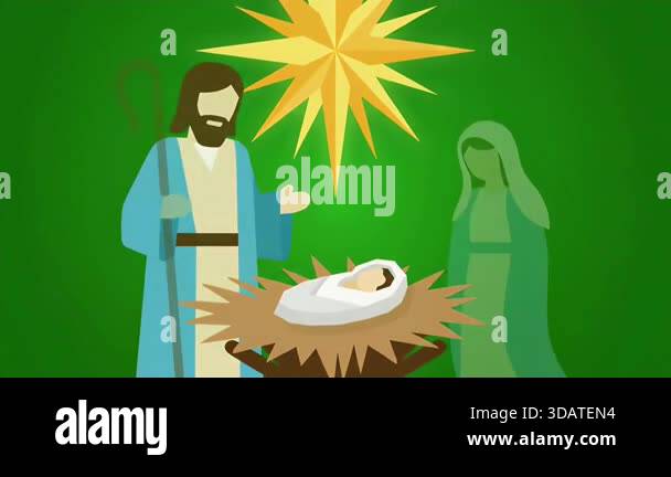 Animated vector nativity scene showing the holy family shepherds and ...