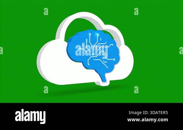 Looping animation of a brain circuit inside a cloud icon symbolizing ...
