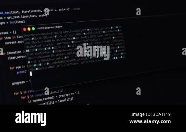 Close-up view of a terminal screen showcasing lines of code indicating ...