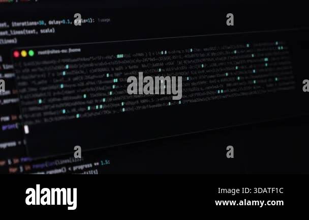 Bright green programming code visuals show binary string, symbolizing ...