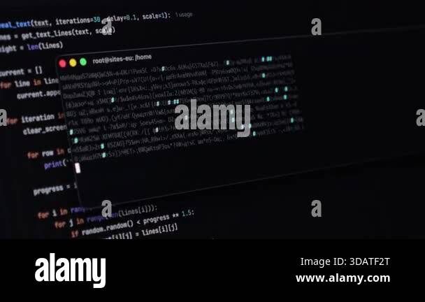 Close-up view of a monitor showing ASCII art word CLAUDE made from hash ...