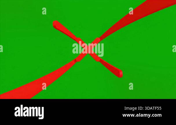Looping animation of a red X mark transforming on a green chroma ...