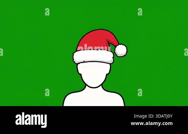 Looping animation of a faceless avatar wearing a Santa hat on a green ...