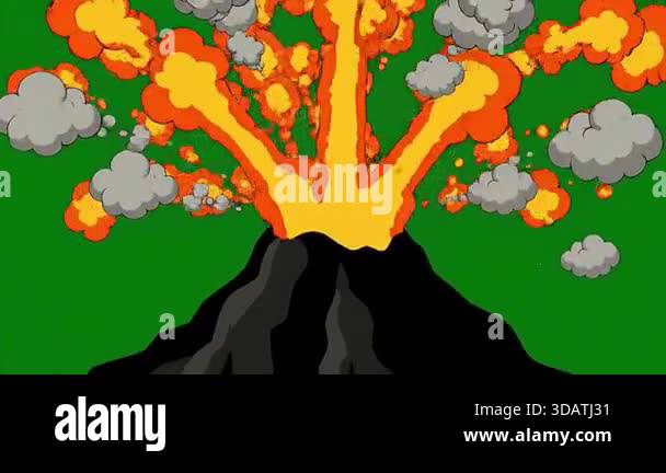 Scene volcano eruption illustration Stock Videos & Footage - HD and 4K ...