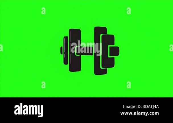 Looping animated dumbbell icon on green chroma background for fitness ...