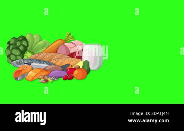 Animated nutrition facts panel appears and fills in over an illustrated ...