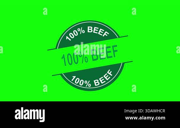 100 Percent Beef Badge on Green Screen Stock Video Footage - Alamy