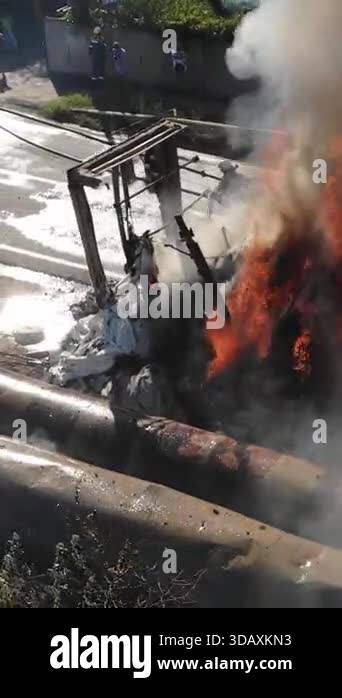 Critical situation: Firefighters are in the midst of a large fire near ...