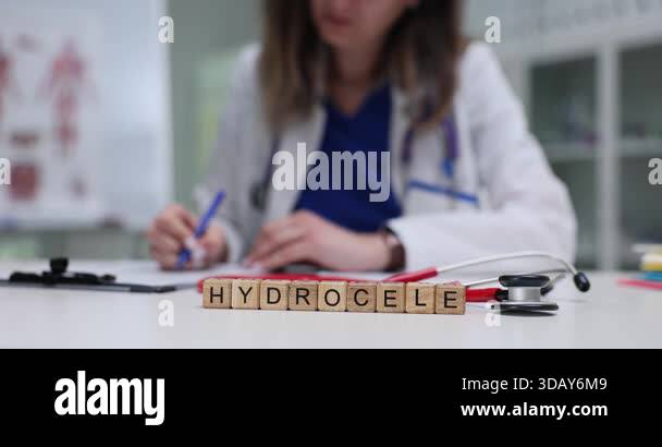 Wooden cubes spell word Hydrocele near stethoscope and paperwork on ...