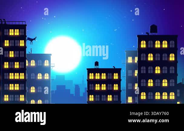 Animation of Santa sleigh and reindeer silhouette flying across the ...