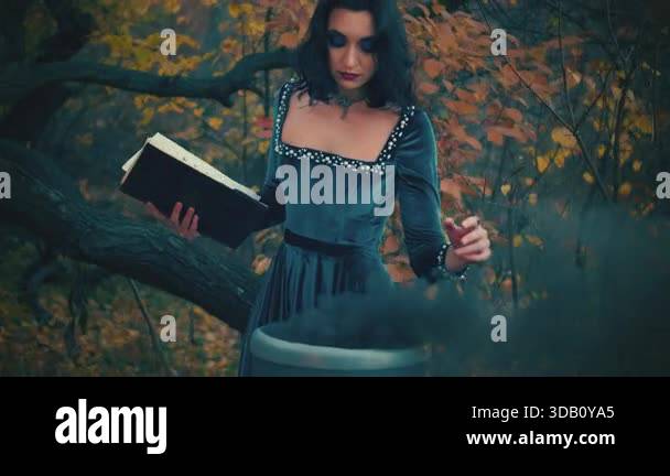 Medieval fantasy woman witch, hand waving casting spell. Magical black ...