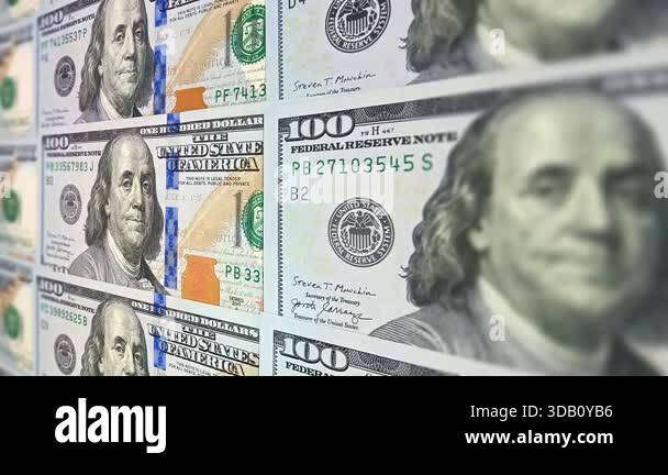 Steady motion over blur enhanced 100 dollar banknotes creating an ...