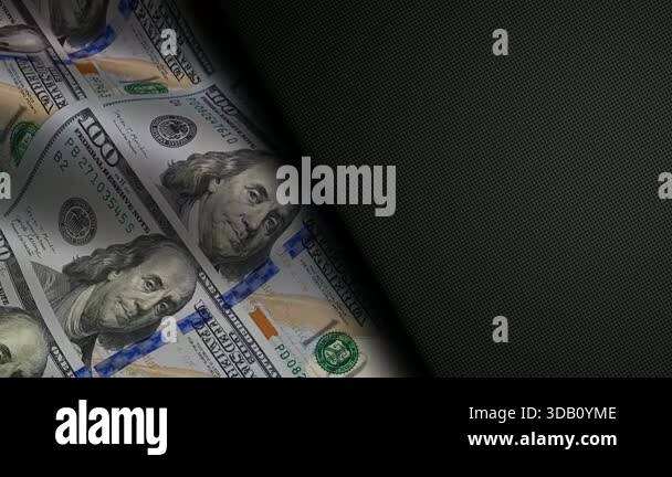 Evolving waves of 100 dollar bills sliding forward across an exclusive ...