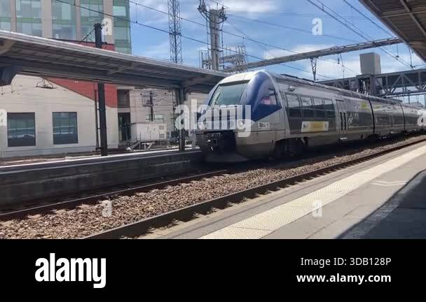 High-speed passenger trains at Poitiers railway station in France ...