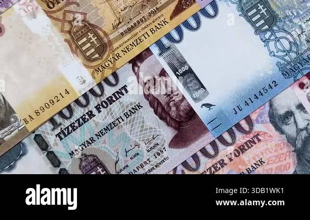 Hungarian forint, cash, currency of Hungary, banknotes for financial ...