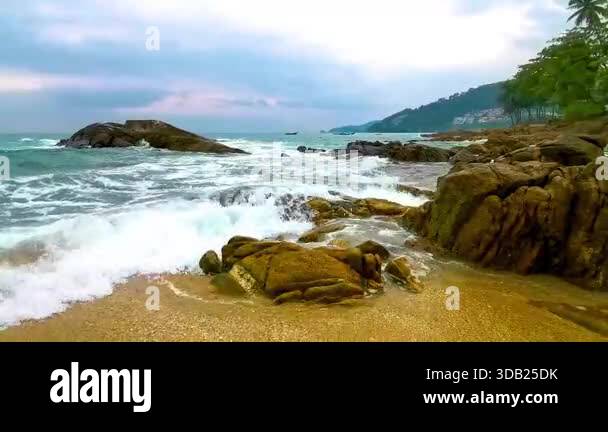 Amazing rocky Kalim Beach tropical landscape panorama view with blue ...