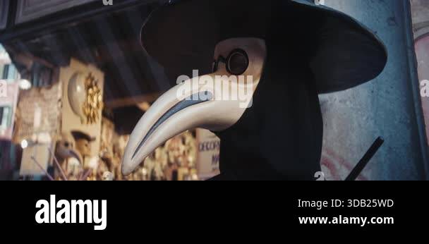 VENICE, ITALY - MARCH 05 2025: Vintage mask of plague doctor with large ...