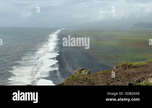 Panoramic Iceland Coastline With Waves Background. High quality 4k ...