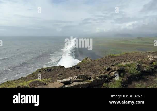 Panoramic Iceland Coastline With Waves Background. High quality 4k ...