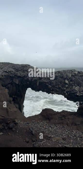 Rugged Seaside Basalt Cliff Background. High quality 4k footage Stock ...