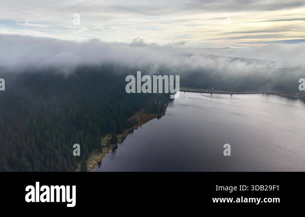 misty aerial bridge over water, vaporcovered bridge bridging realms ...