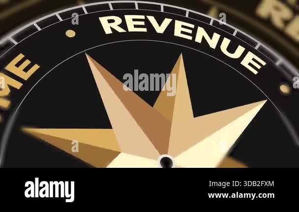 Income vs revenue concept 4k animation showing on the compass close up ...
