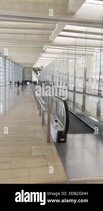 TEL AVIV, ISRAEL- June 15, 2025: People traffic in the hall with gate ...