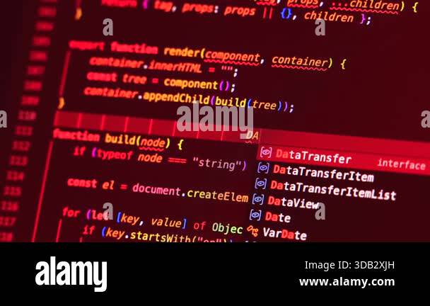 Real-time generated typing danger in closeup shot on monitor - white ...