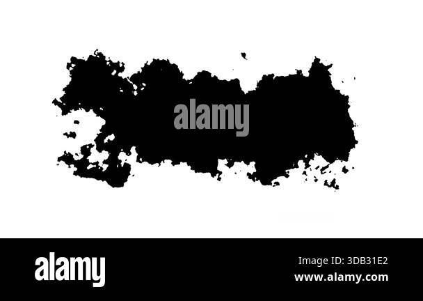 Transitions of black expanding paint stains on white backdrop Grunge ...