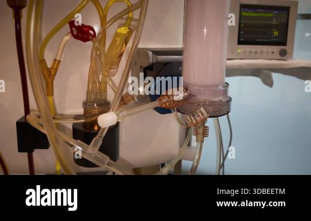 Closeup Separator Column And Tubing, Laboratory Specialist Monitoring ...