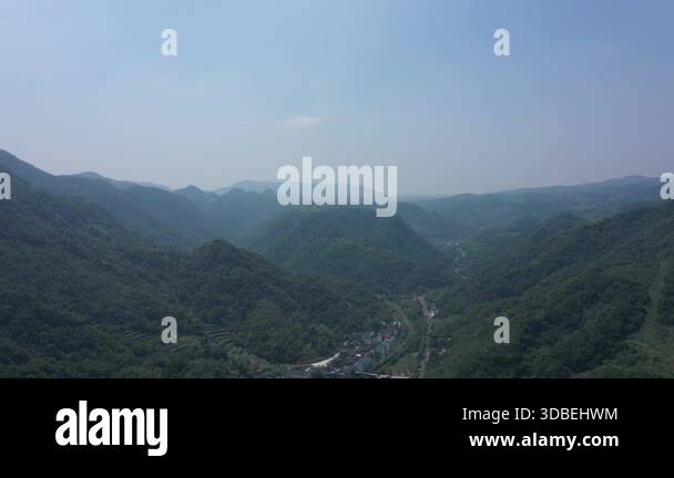 Aerial view of tianmu mountain in shaoxing city, zhejiang province ...